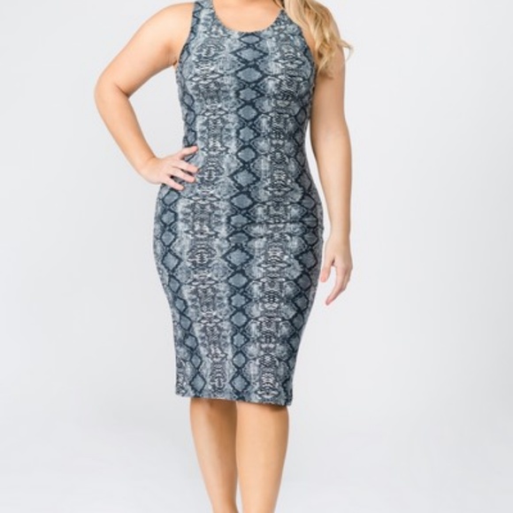 Yelete | Dresses | Yelete Snakeskin Print Bodycon Dress Knee Len Xl New ...